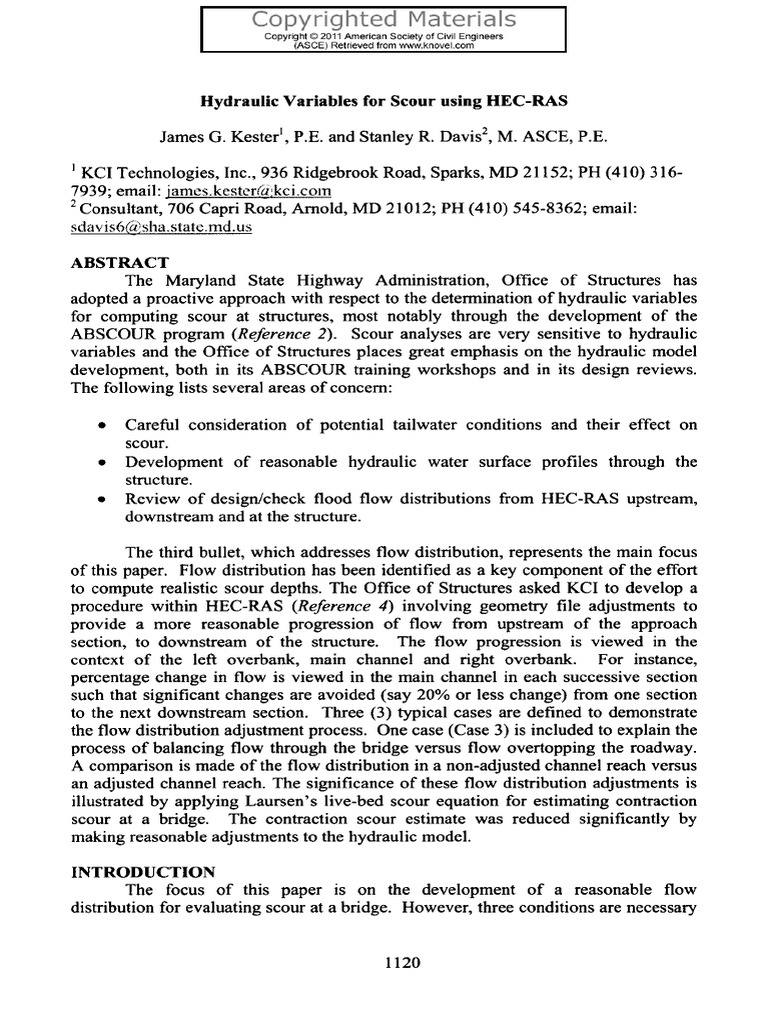 Hydraulic Variables For Scour Using HEC-RAS | PDF | Liquids | Physical ...