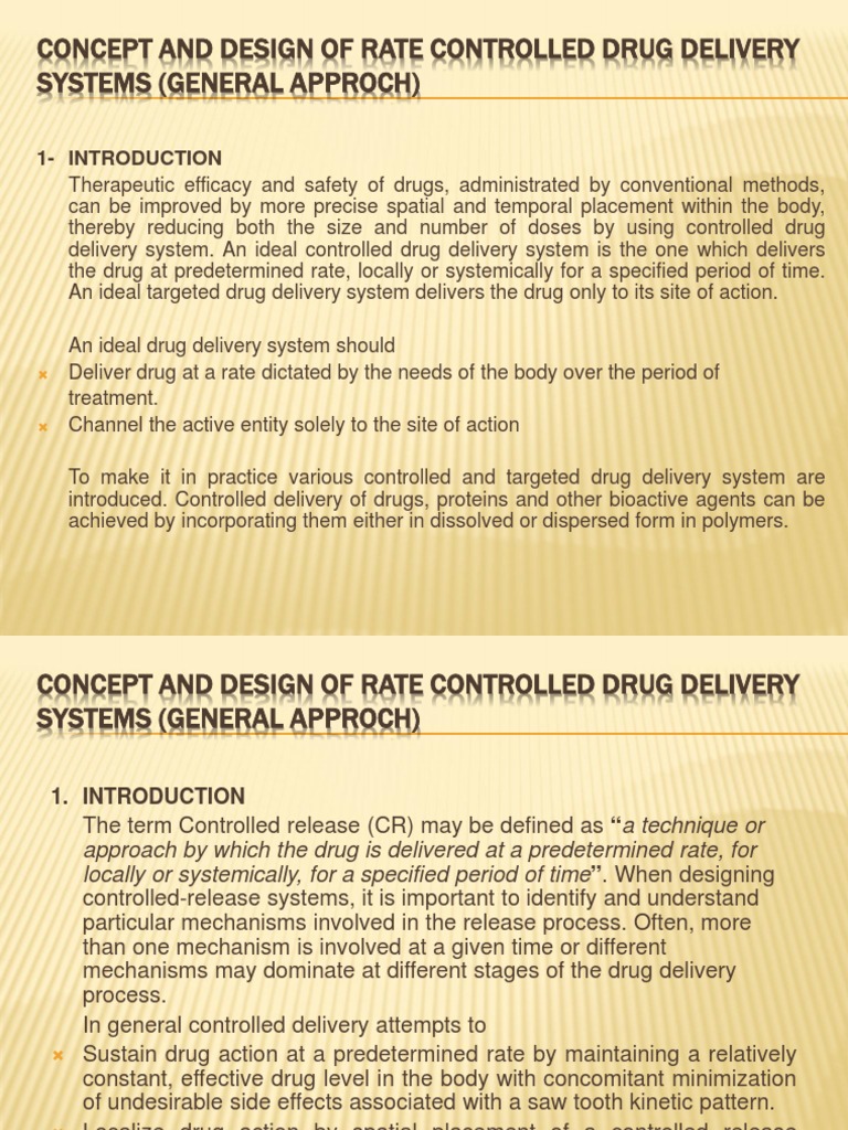 Concept and Design of Rate Controlled Drug Delivery | PDF | Liposome ...