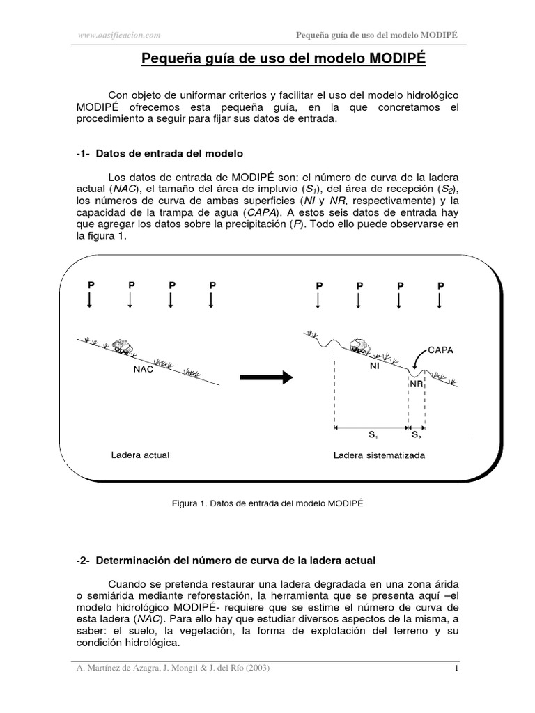 Guía del modelo hidrológico MODIPÉ | PDF | Permeabilidad (Ciencias de ...