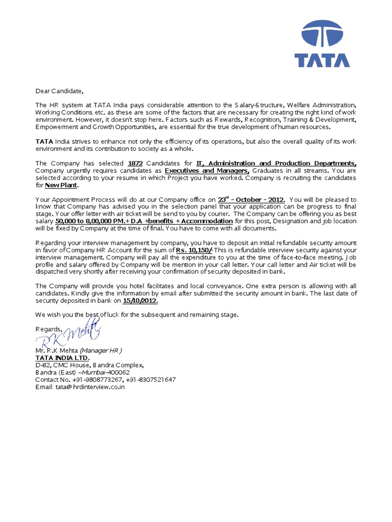 Offer Letter | PDF