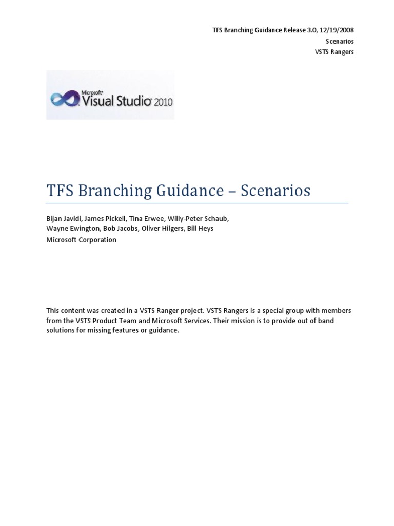 TFS Branching Guide Scenarios 2010 v1 | PDF | Version Control | Systems ...