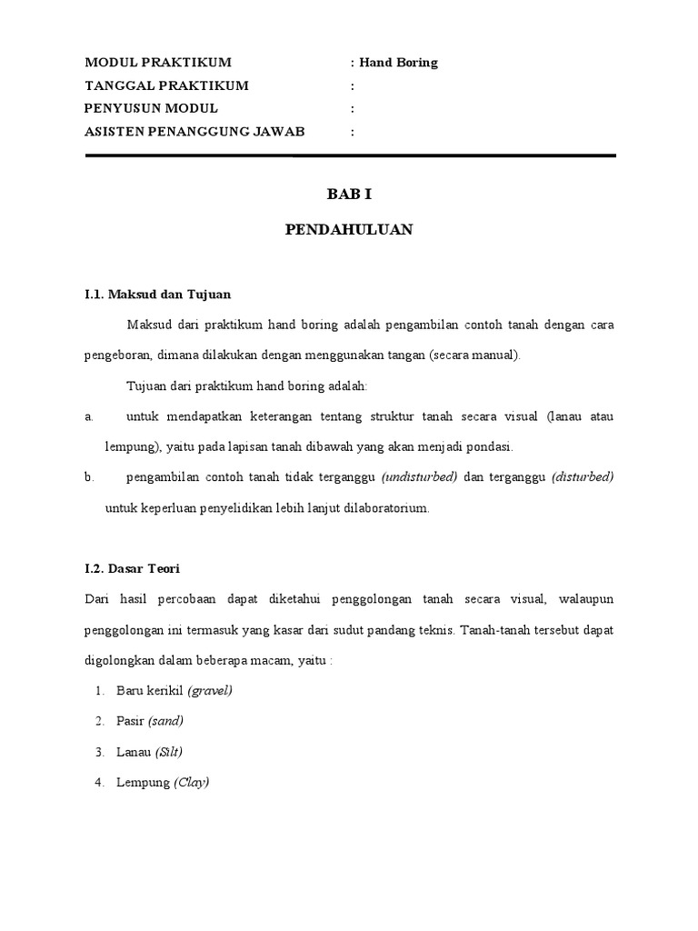 Modul 1. Hand Boring | PDF