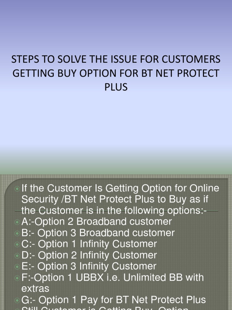 Steps To Solve The Issue For Customers Getting Buy Option For BT Net ...