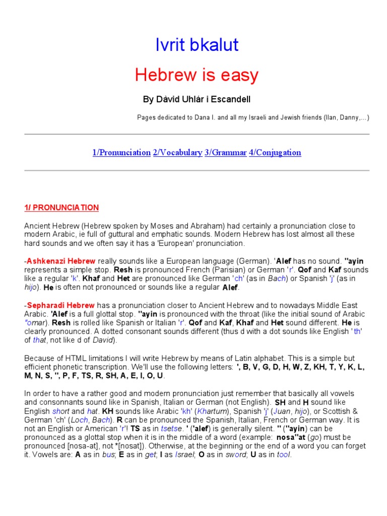Hebrew Grammer | PDF | Grammatical Gender | Grammatical Number