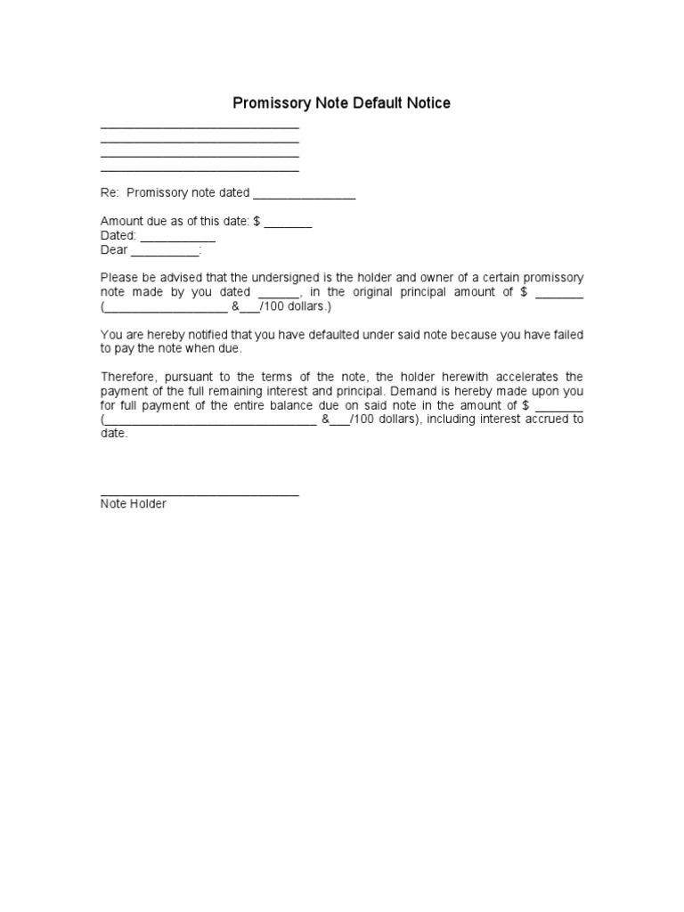 Promissory Note Default Notice | PDF