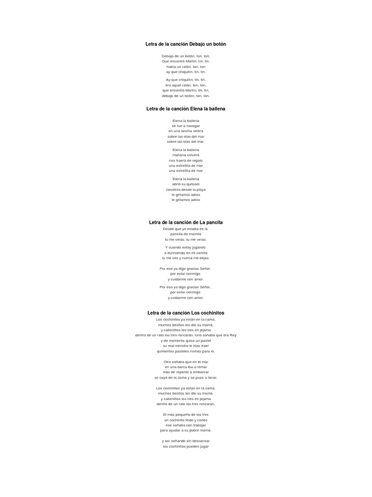 Canciones Infantiles Populares | PDF | Canciones infantiles | Musica ...
