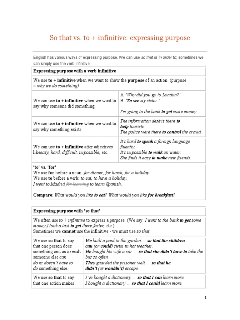 Expressing Purpose in English | PDF | Language Arts & Discipline