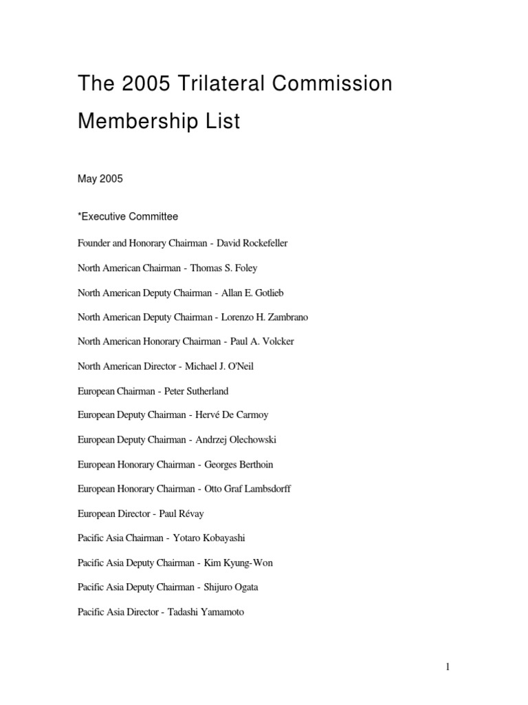 2005 Trilateral Commission Members List | PDF | Center For Strategic ...