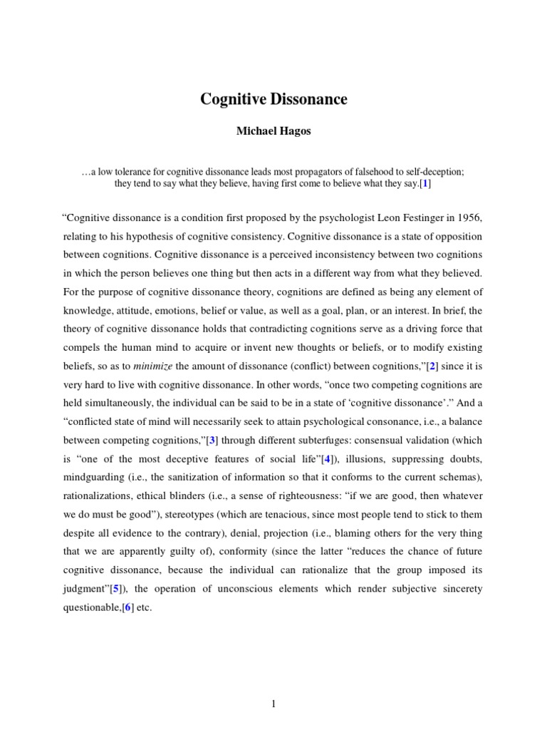 Cognitive Dissonance: Michael Hagos | PDF