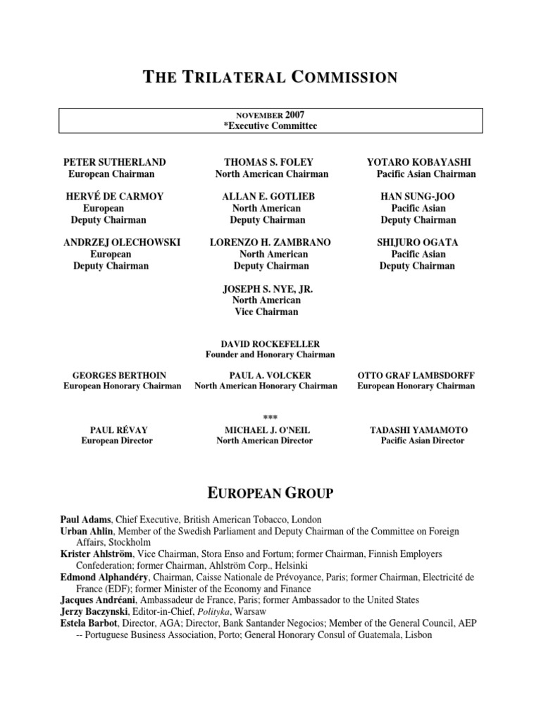 Trilateral Commission Membership 2007 | PDF | Center For Strategic And ...