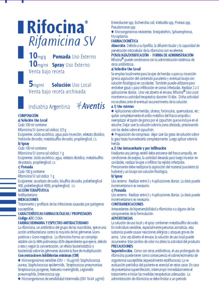 Prospecto Rifocina | PDF | Antibióticos | Bacterias Gram-negativo