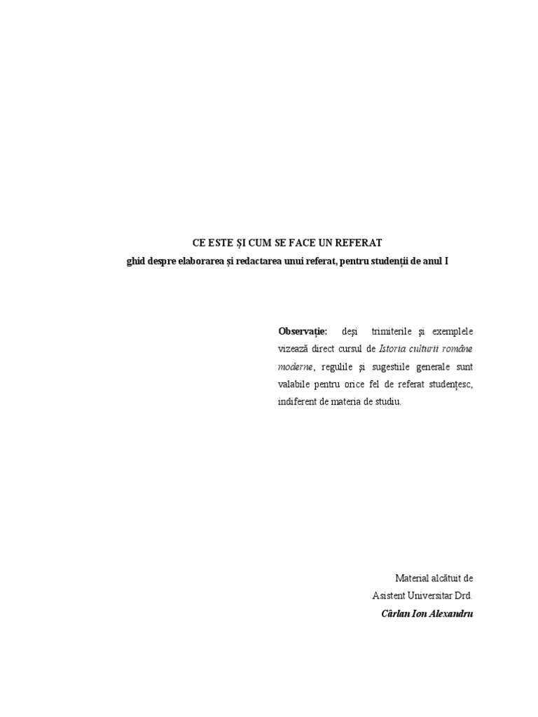 Ce Este Si Cum Se Face Un Referat | PDF