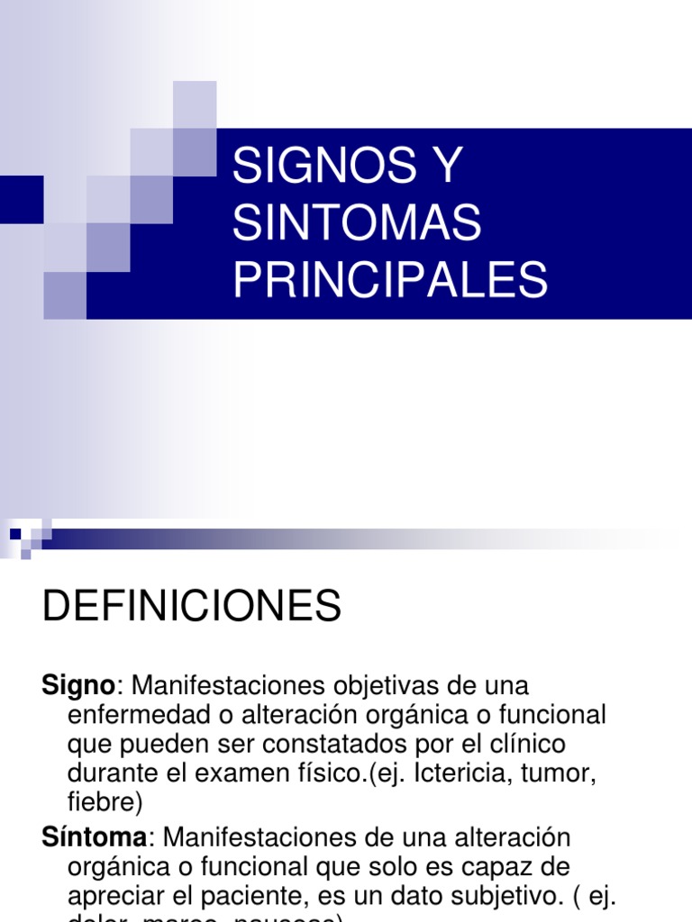 Signos y Sintomas Principales | PDF | Síntoma | Diagnostico medico