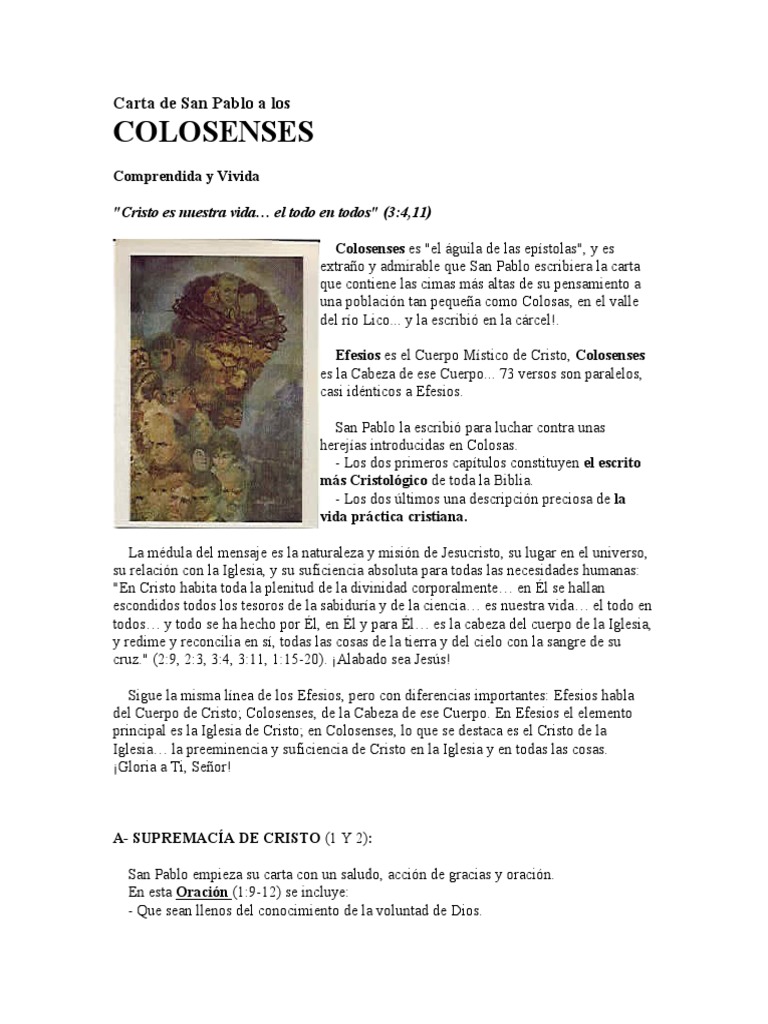 Carta de San Pablo A Los COLOSENSES | PDF | Epístola a los colosenses | Cristo (título)