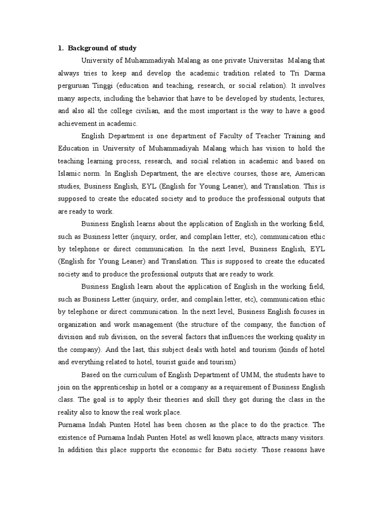 Background of Study | PDF | Cognition | Further Education