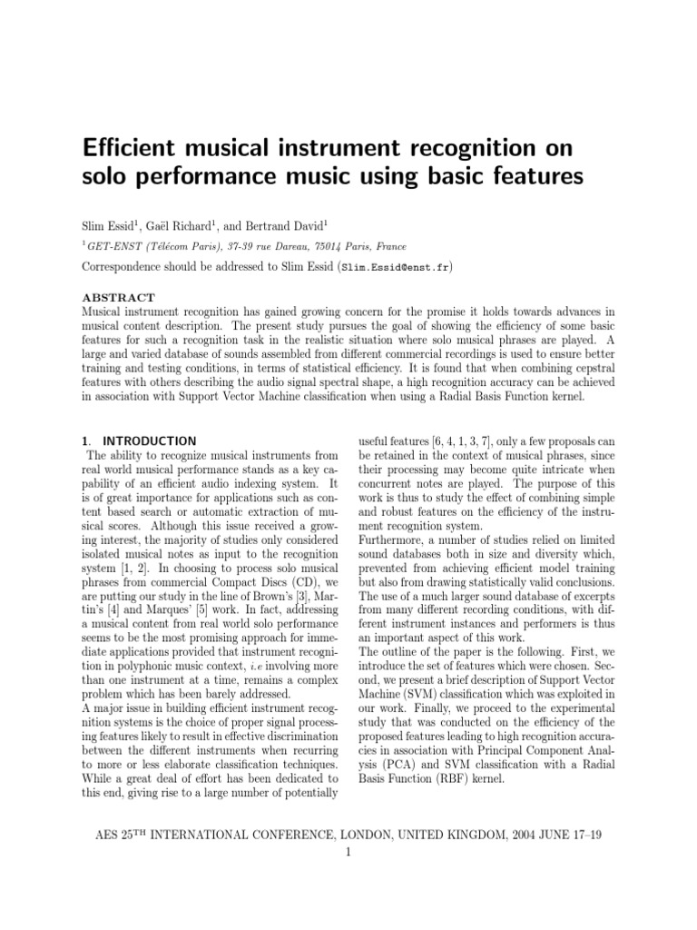 Efficient Musical Instrument Recognition On Solo Performance Music ...