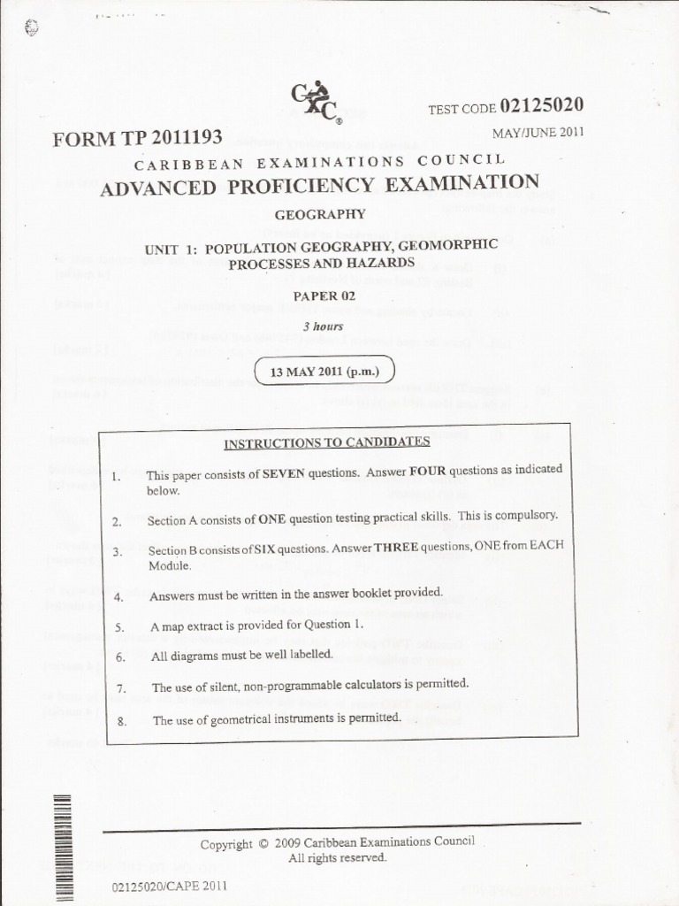 CAPE Geography Unit 1 2011 | PDF | Language Arts & Discipline | Foreign ...