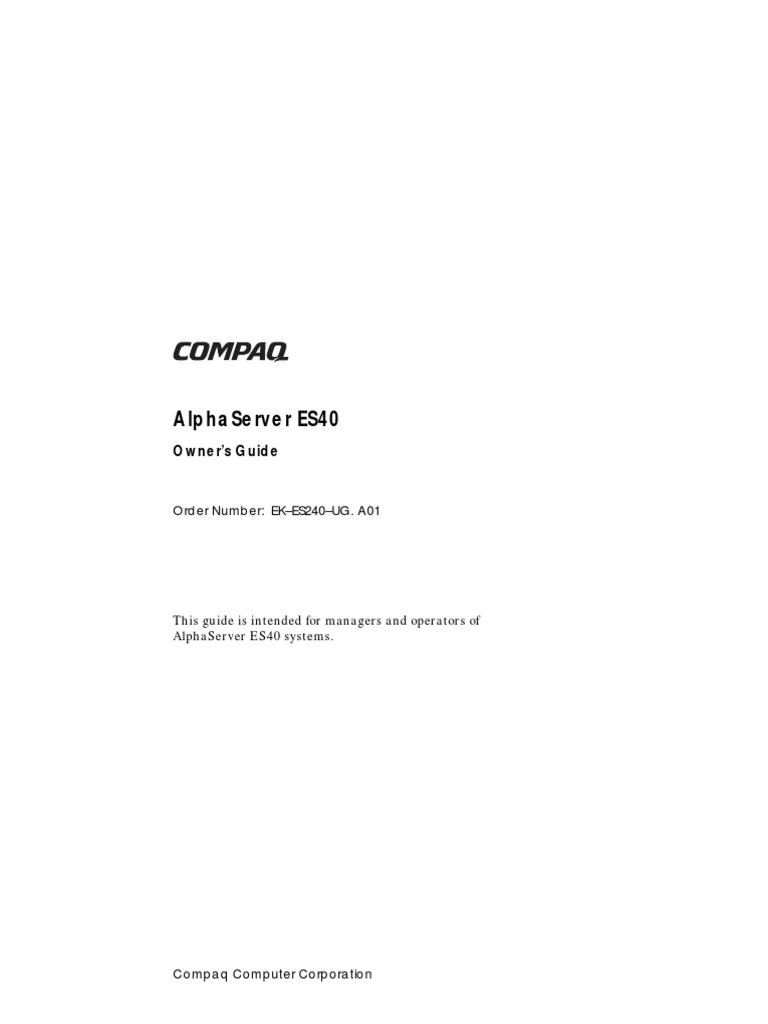 ES40 Owners Guide | PDF | Command Line Interface | Booting