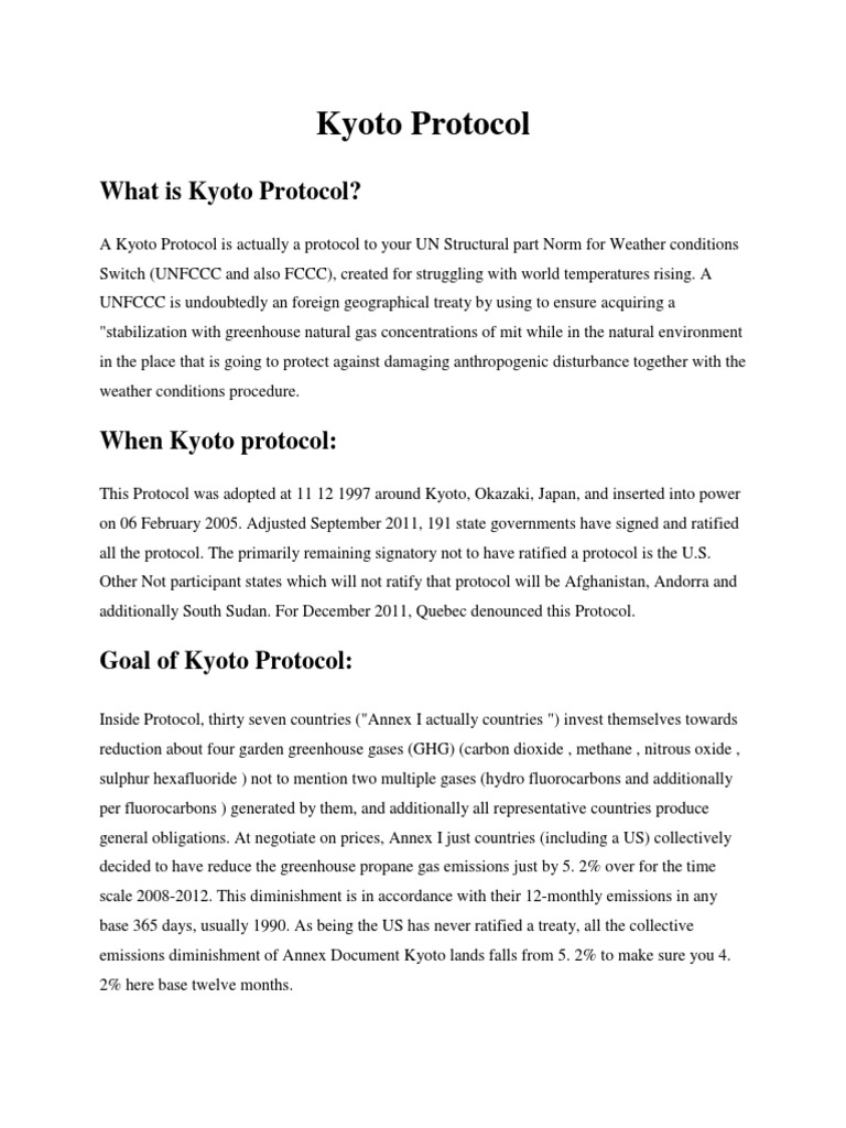 Kyoto Protocol goals and principles | PDF | Kyoto Protocol | United ...