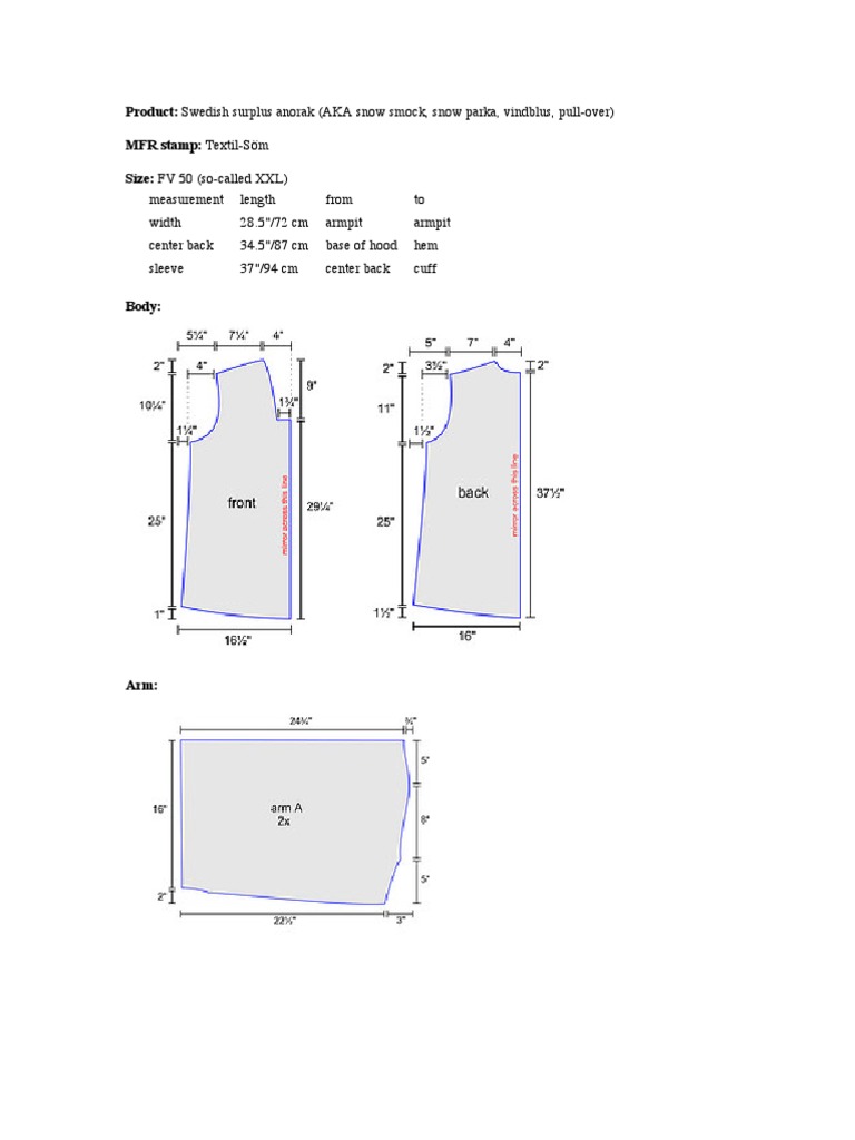 Anorak Pattern | PDF | Seam (Sewing) | Sewing