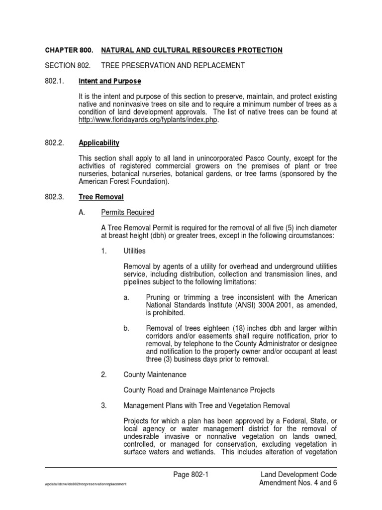 Tree Preservation Code for Pasco County | PDF | Trees | Easement