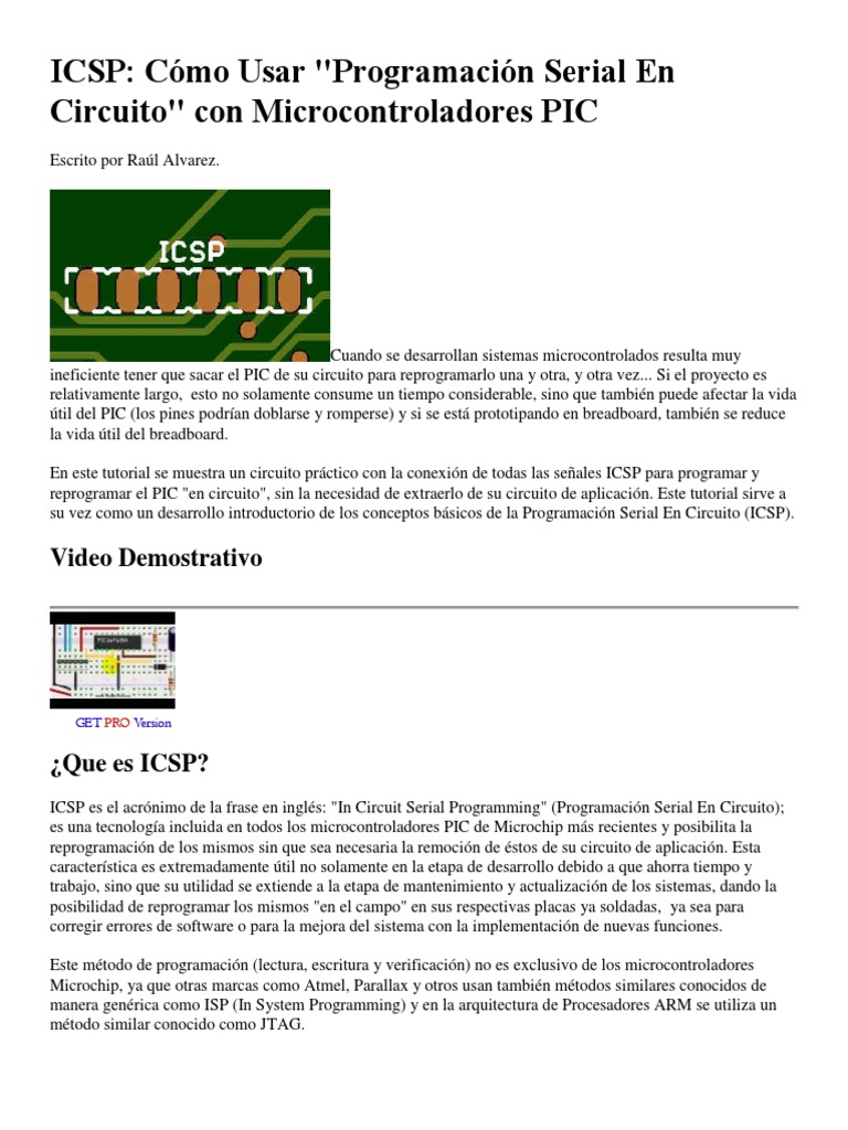 Como Usar ICSP (Programacion Serial en Circuito) | Descargar gratis PDF ...