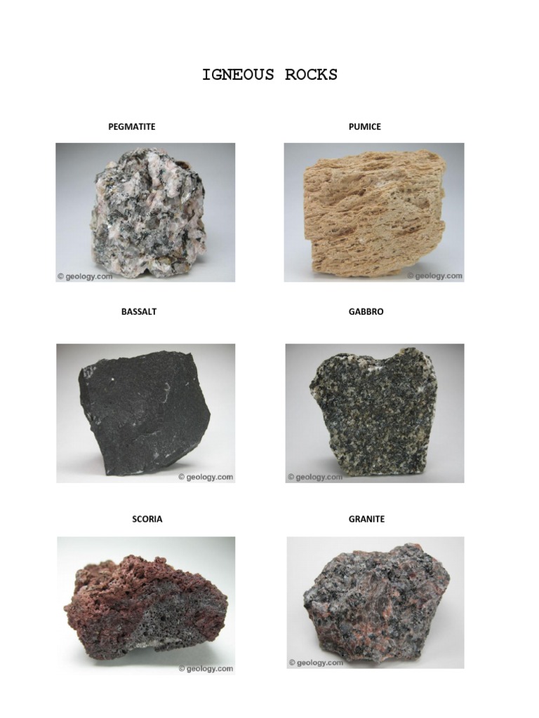 Igneous Rocks: Pegmatite Pumice | PDF
