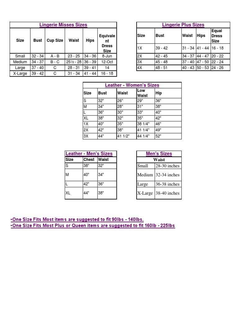 New Size Chart | PDF