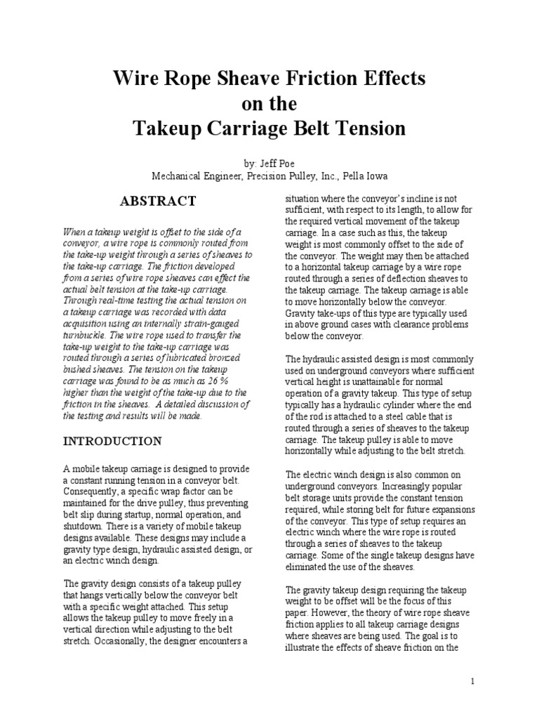 Wire Rope Sheave Friction TU2 | Download Free PDF | Belt (Mechanical ...