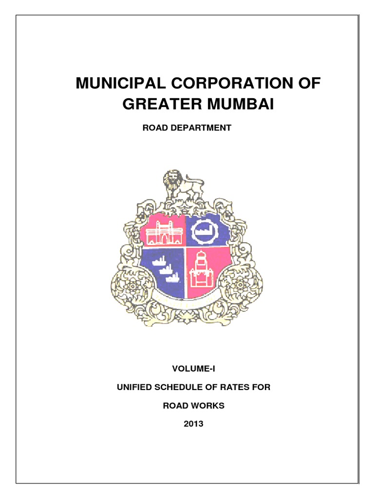 MCGM Unified Schedule of Rates 2013 | PDF | Road Surface | Concrete