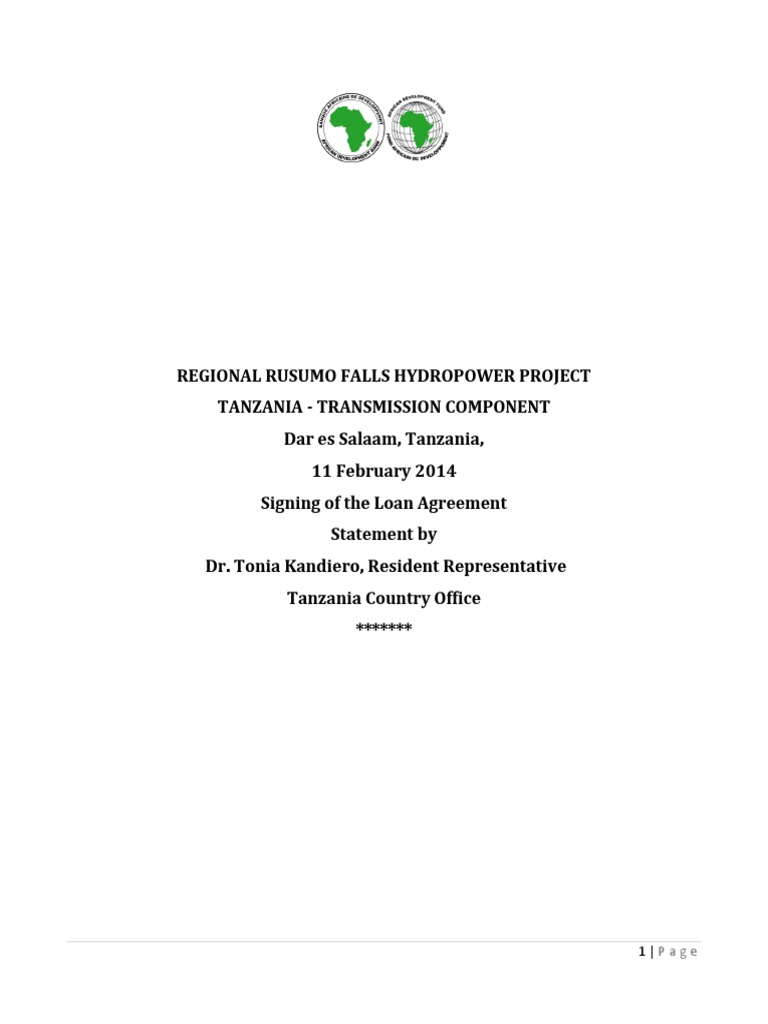 Regional Rusumo Falls Hydropower Project Tanzania - Transmission ...