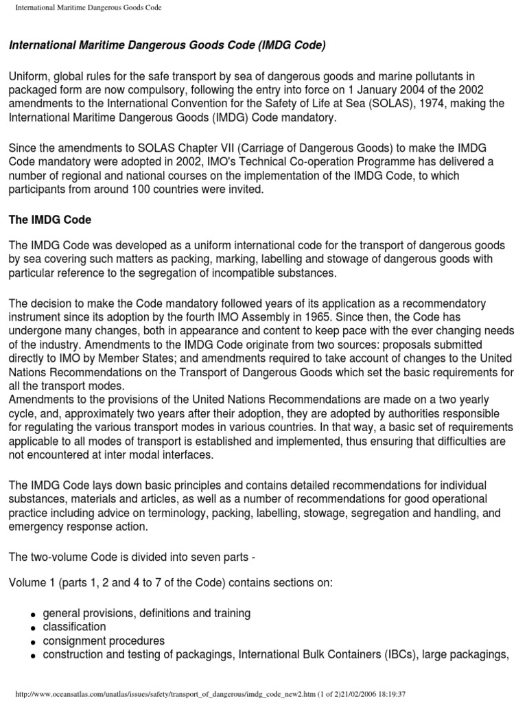 International Maritime Dangerous Goods Code | PDF | Dangerous Goods ...