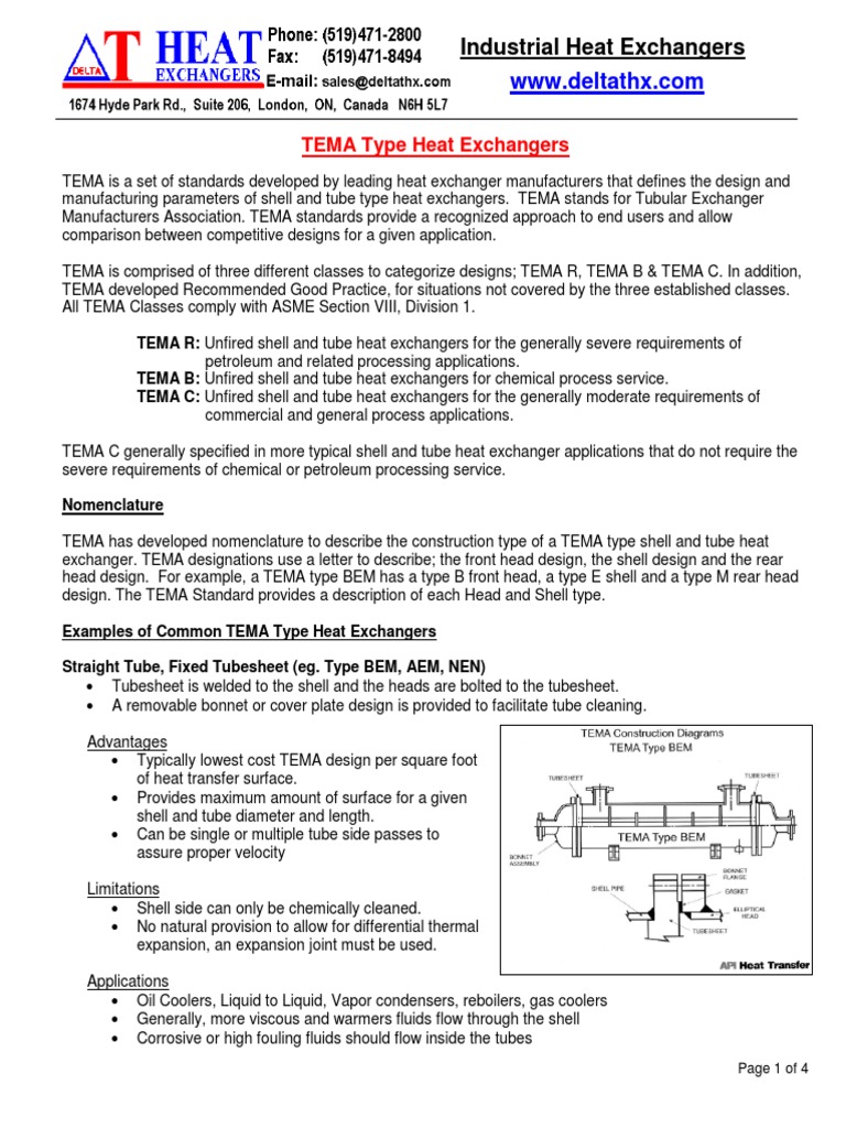 TEMA Heat Exchanger Types Guide | PDF | Home & Garden | Science ...