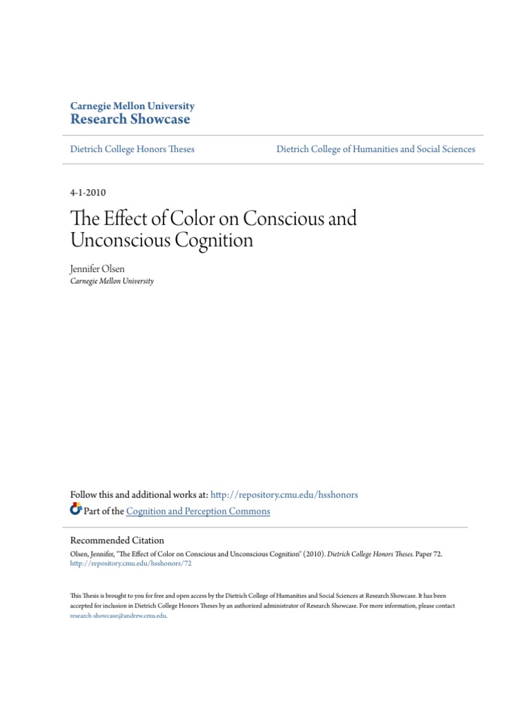 The Effect of Color On Conscious and Unconscious Cognition | PDF ...