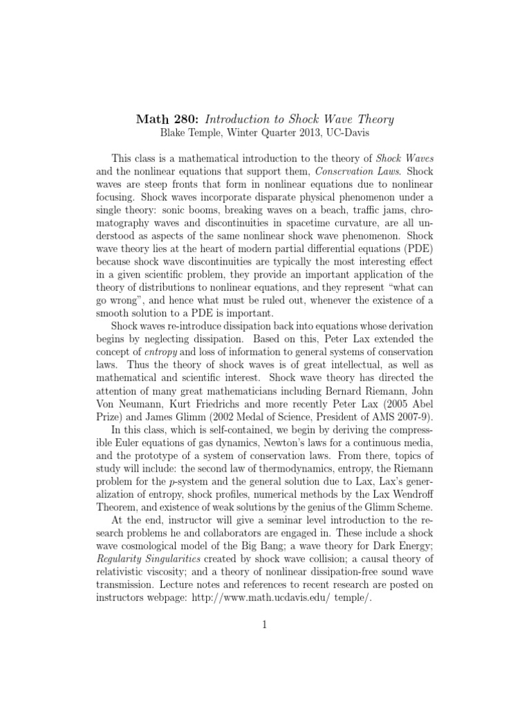 Introduction to Shock Wave Theory | PDF | Shock Wave | General Relativity