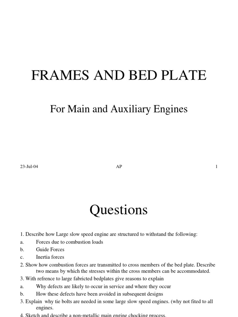 Frames and Bed Plate | PDF | Engines | Force