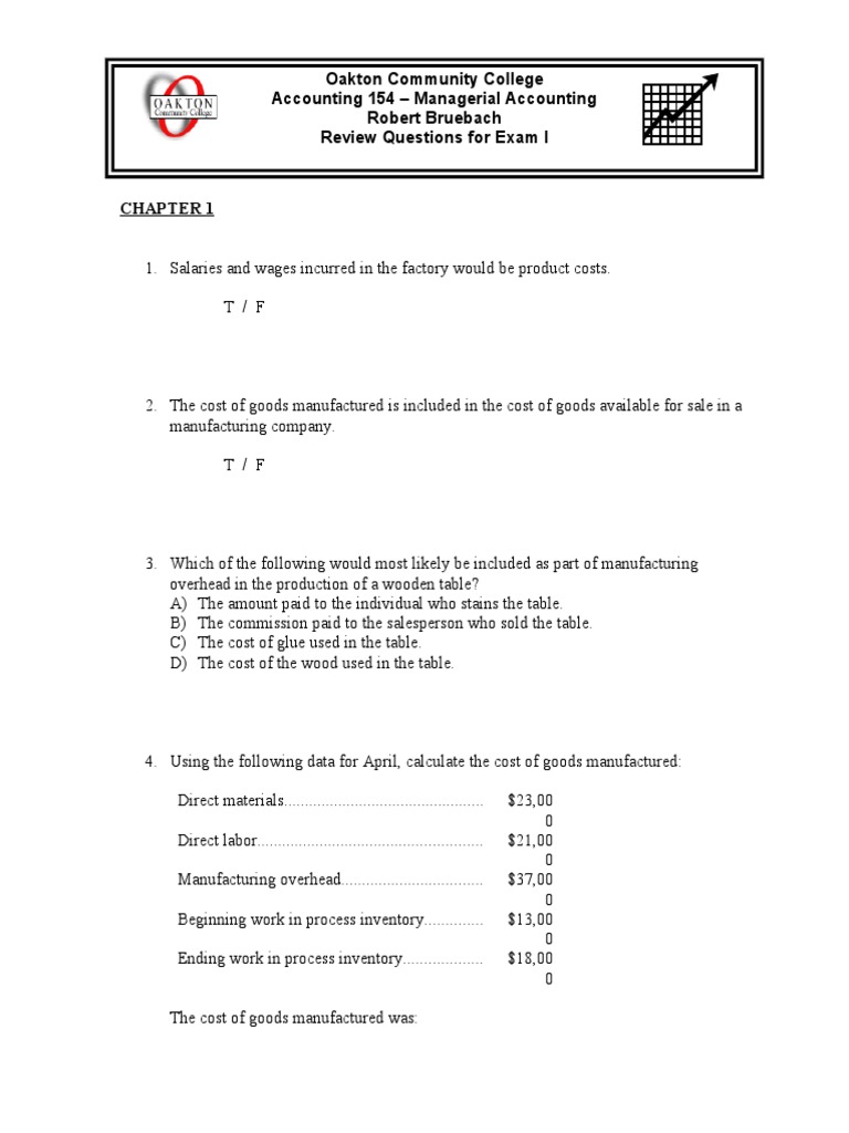 Exam I - Review - Answers | PDF | Cost Of Goods Sold | Inventory
