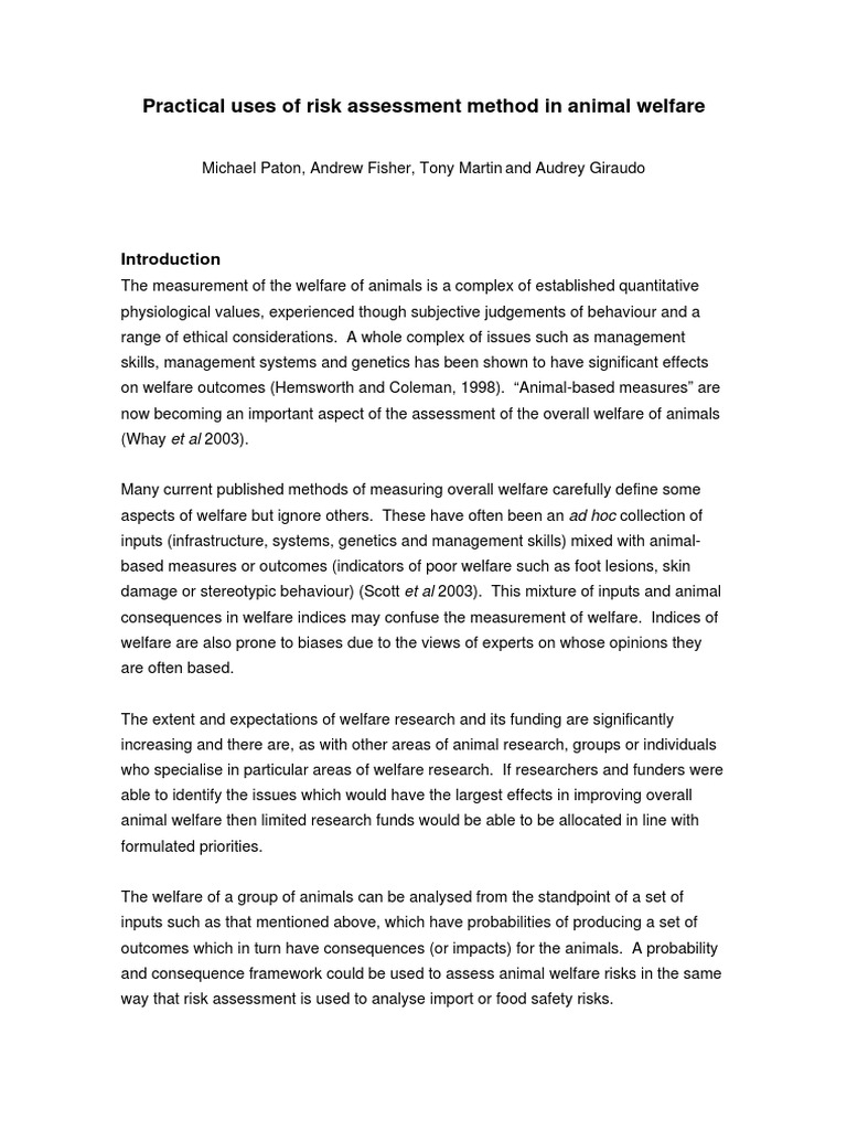 Welfare Quality Measures | PDF | Risk | Risk Assessment