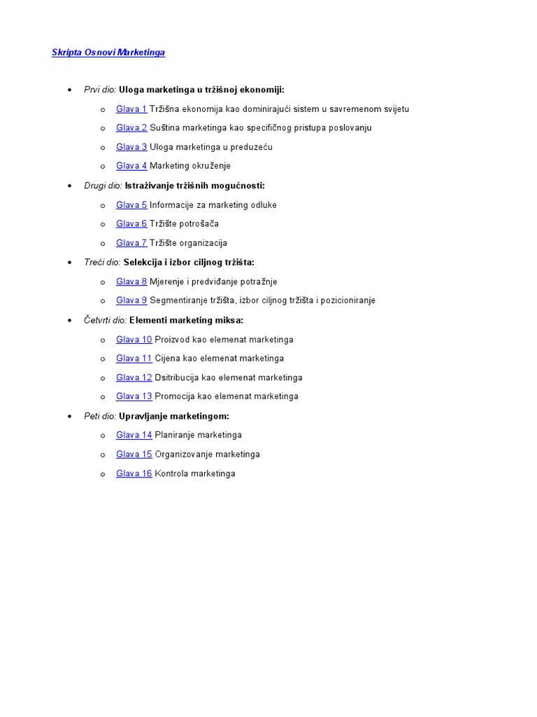 Skripta Osnovi Marketinga | PDF