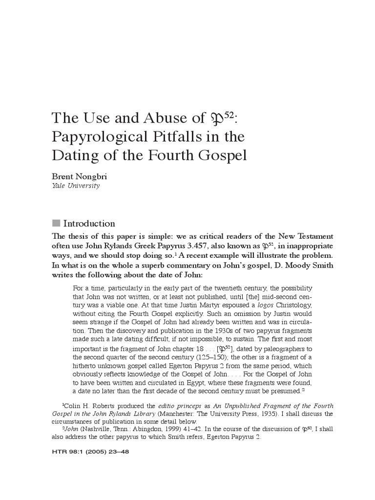 Reevaluating the Date of Papyrus P52 | PDF | Codex | Writing
