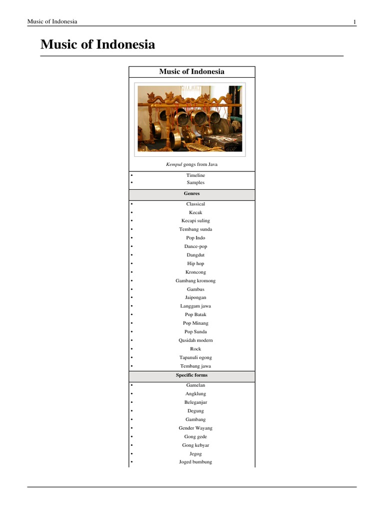 Music of Indonesia | PDF | Performing Arts | Leisure