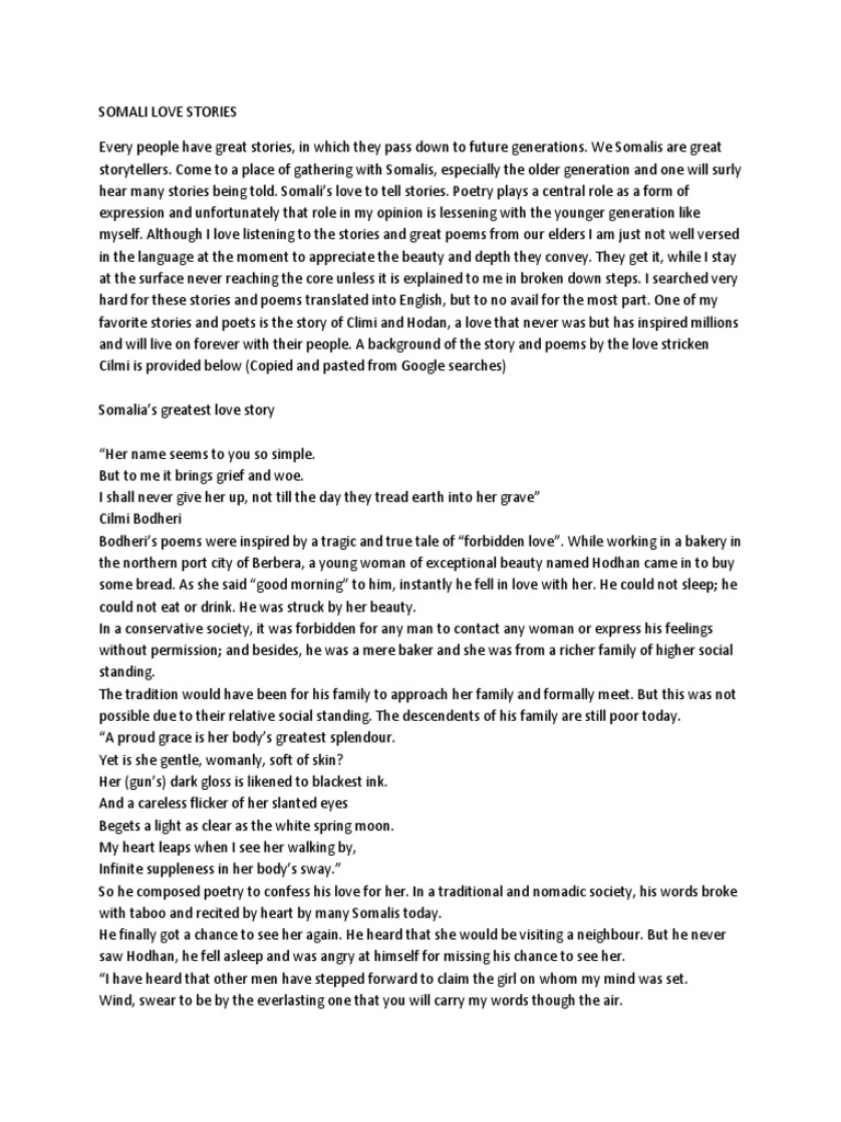 Somali Love Stories | PDF | Somalia | Poetry