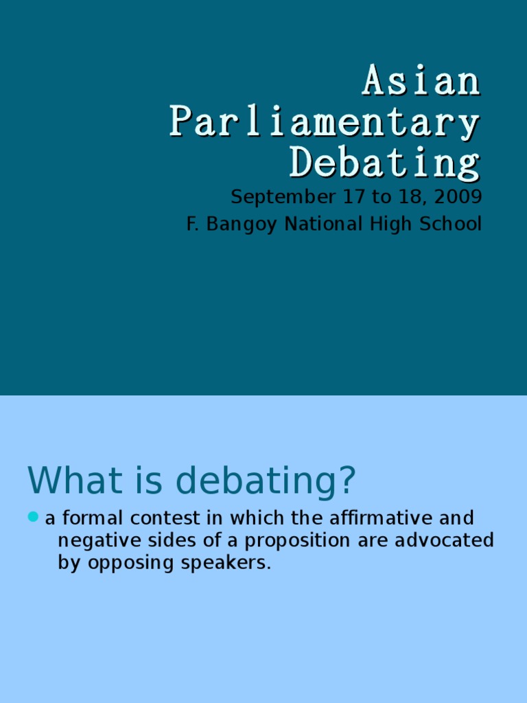 Asian Parliamentary Debating | PDF