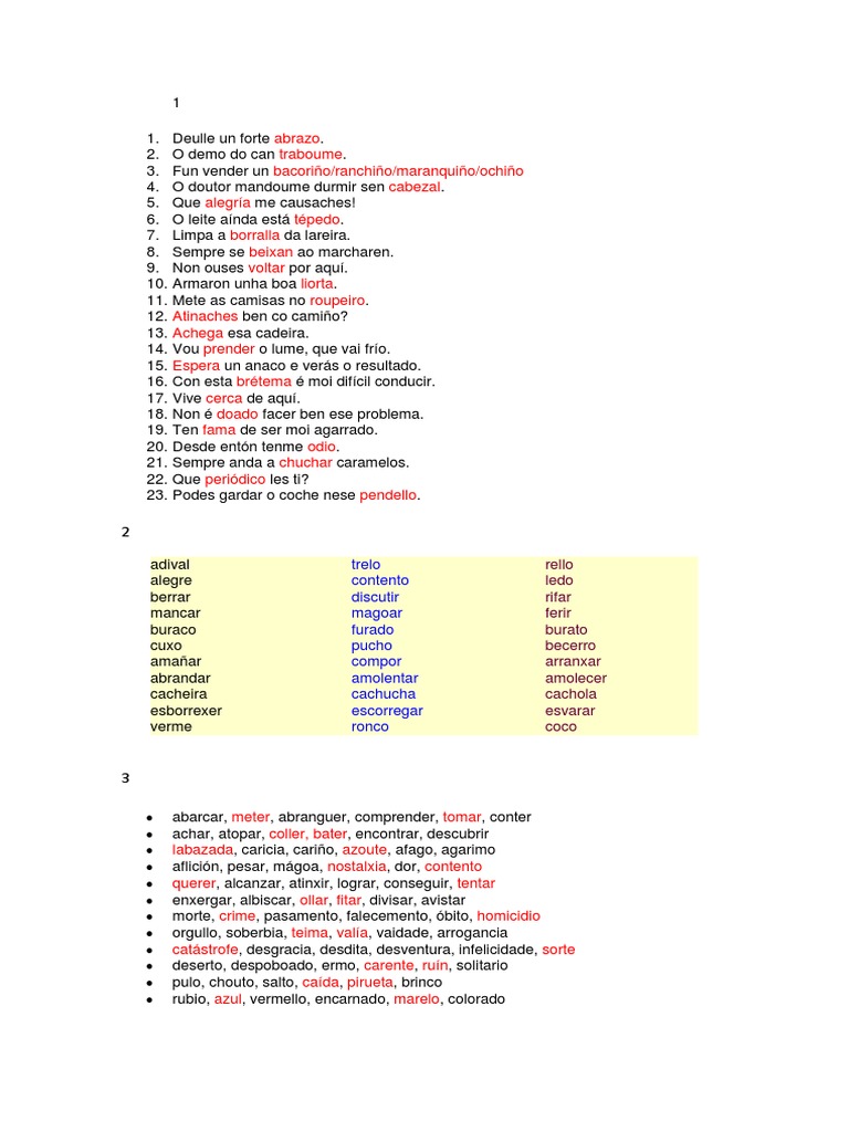 Correccions Exercicios Galego | PDF