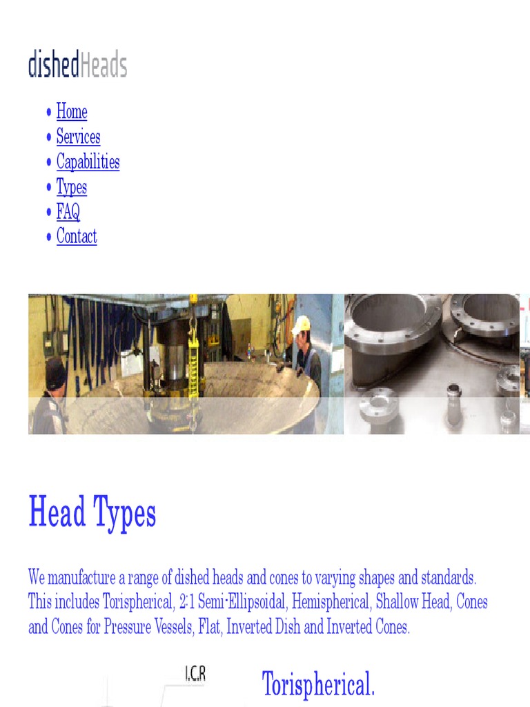Dished Heads - Head Types | PDF | Pressure | Civil Engineering