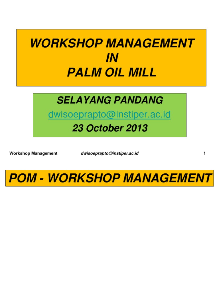 Pom - Workshop Management 20131023 | PDF