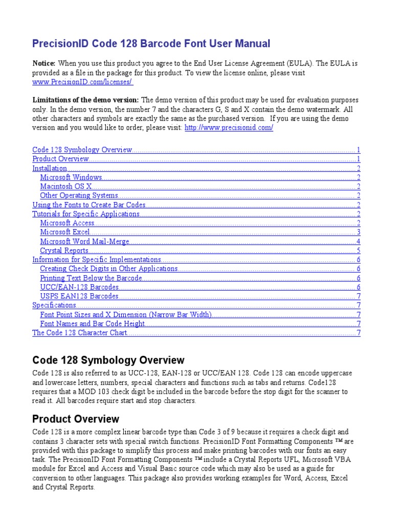 Code128 Barcode User Manual | PDF | Barcode | Computer File