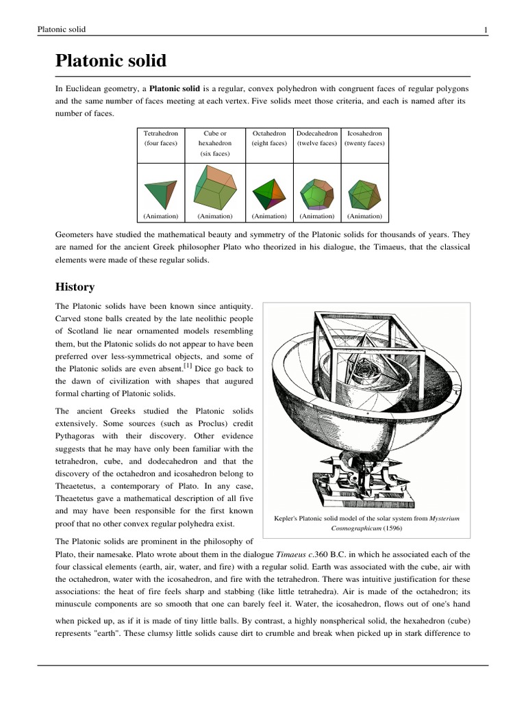 Platonic Solid | PDF | Euclidean Geometry | Geometric Shapes