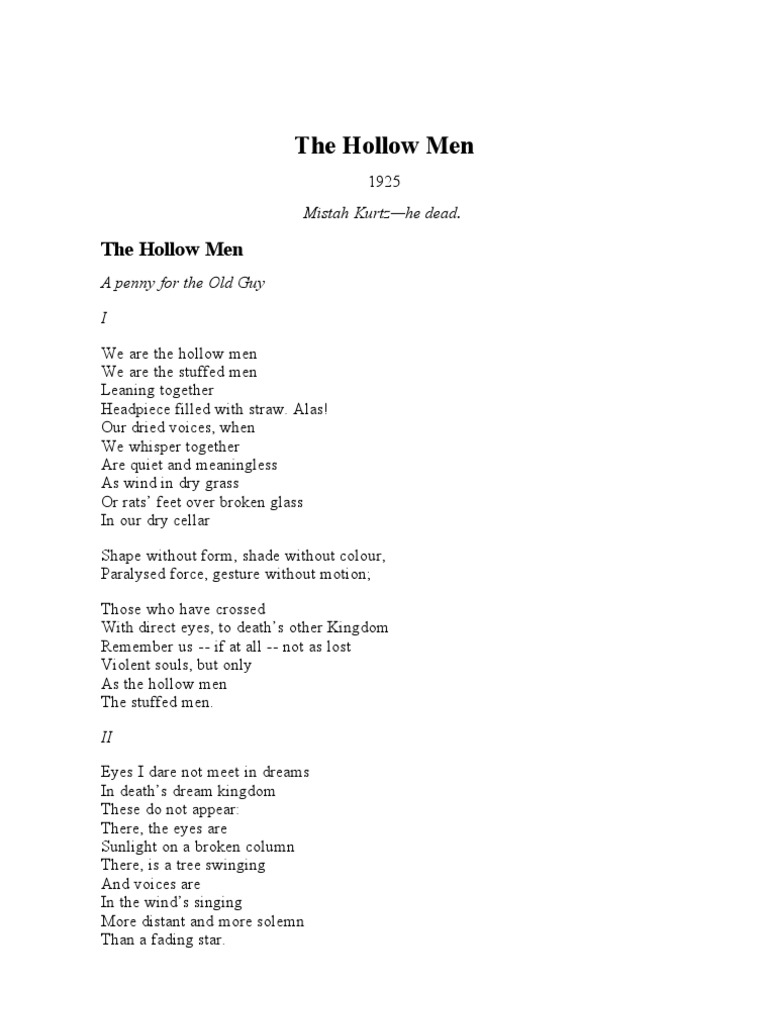 Poetry - TS Eliot - The Hollow Men | PDF | Poems | Poetry