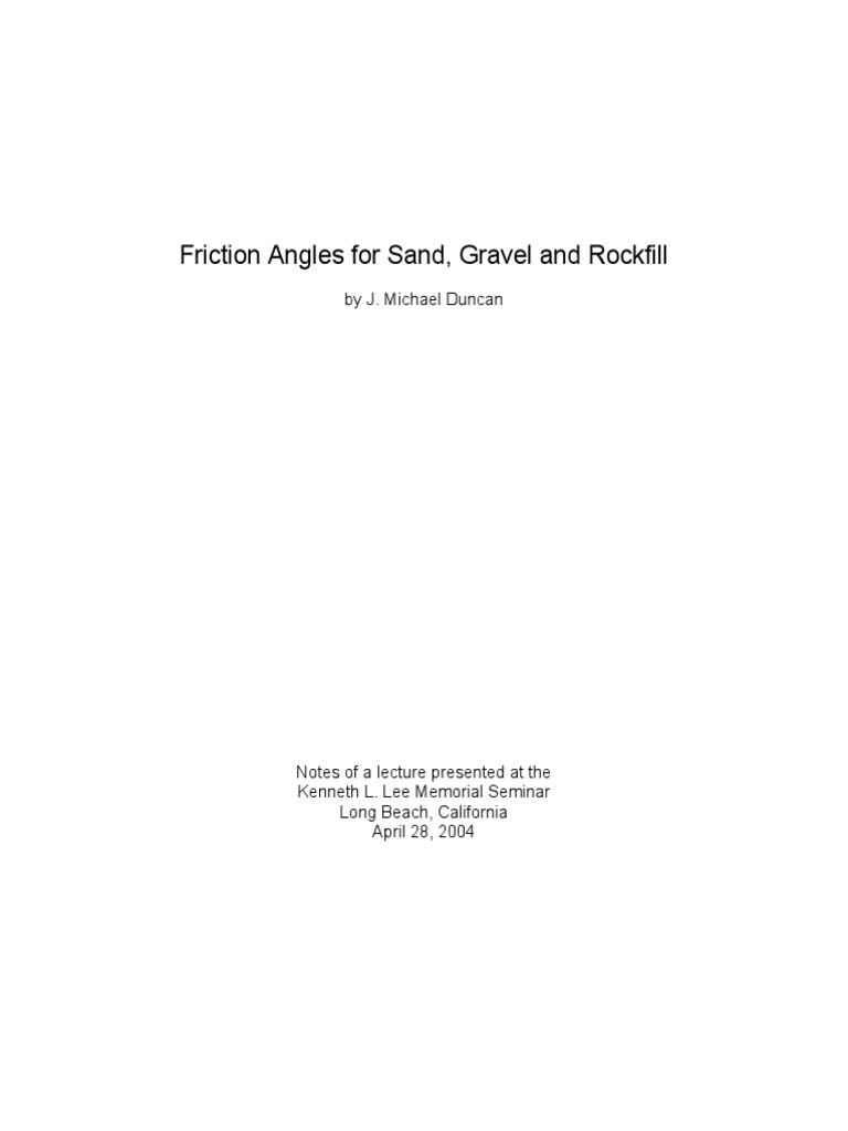 Friction Angles of Sand and Gravel | PDF | Standard Deviation | Physics